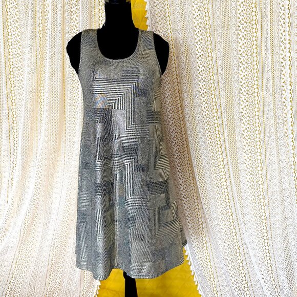 Espresso | Dresses | Metallic Champagnegold Art Deco Print 9s Shift ...